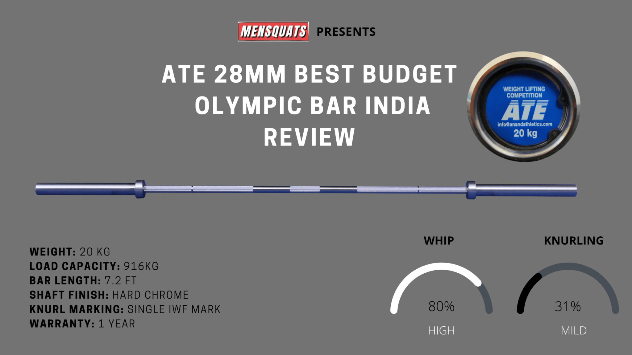 Review of ATE 20 kg Best Budget Olympic Barbell India For Weightlifting